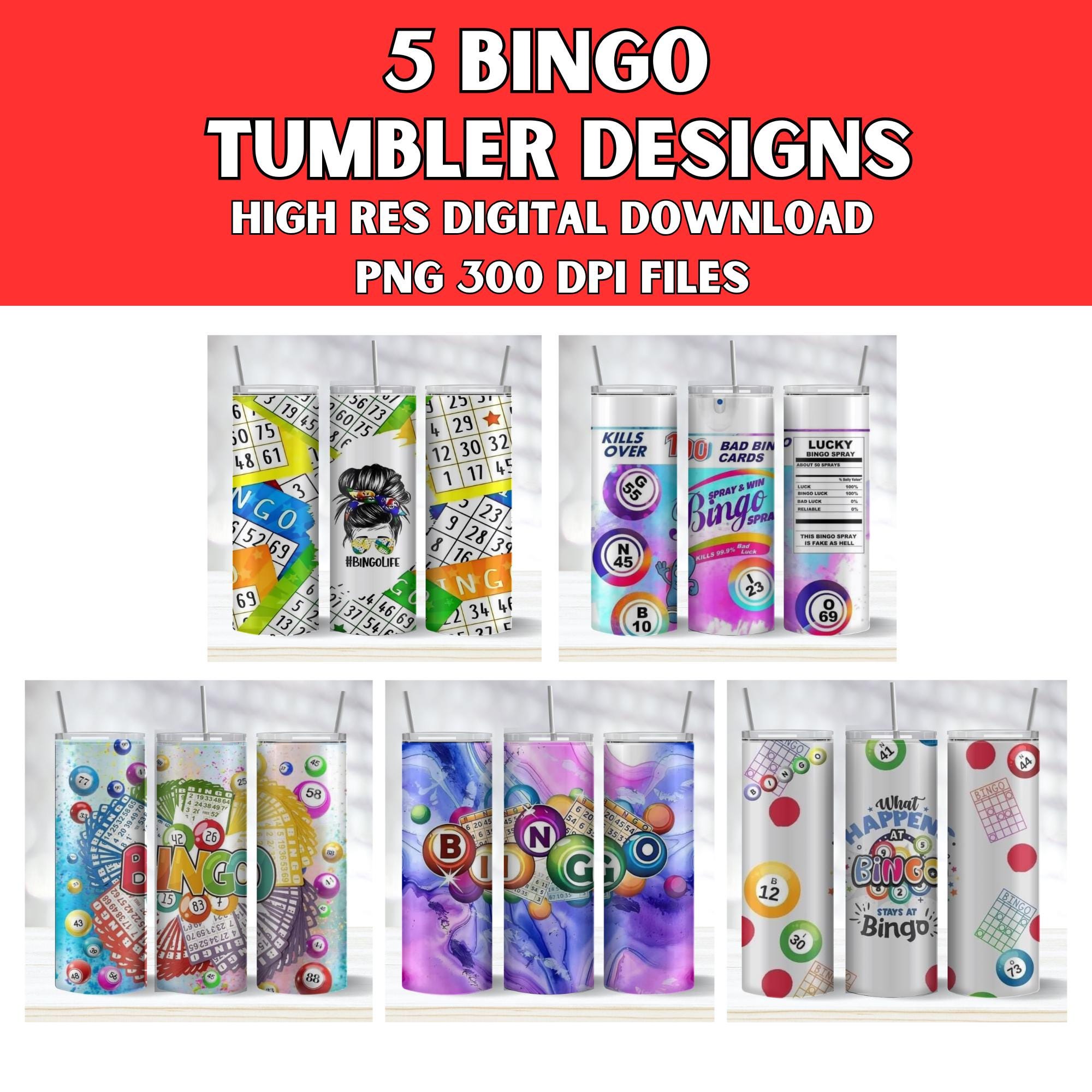 Bingo Tumbler Wrap PNG: 20oz Skinny Sublimation Designs (digital ...