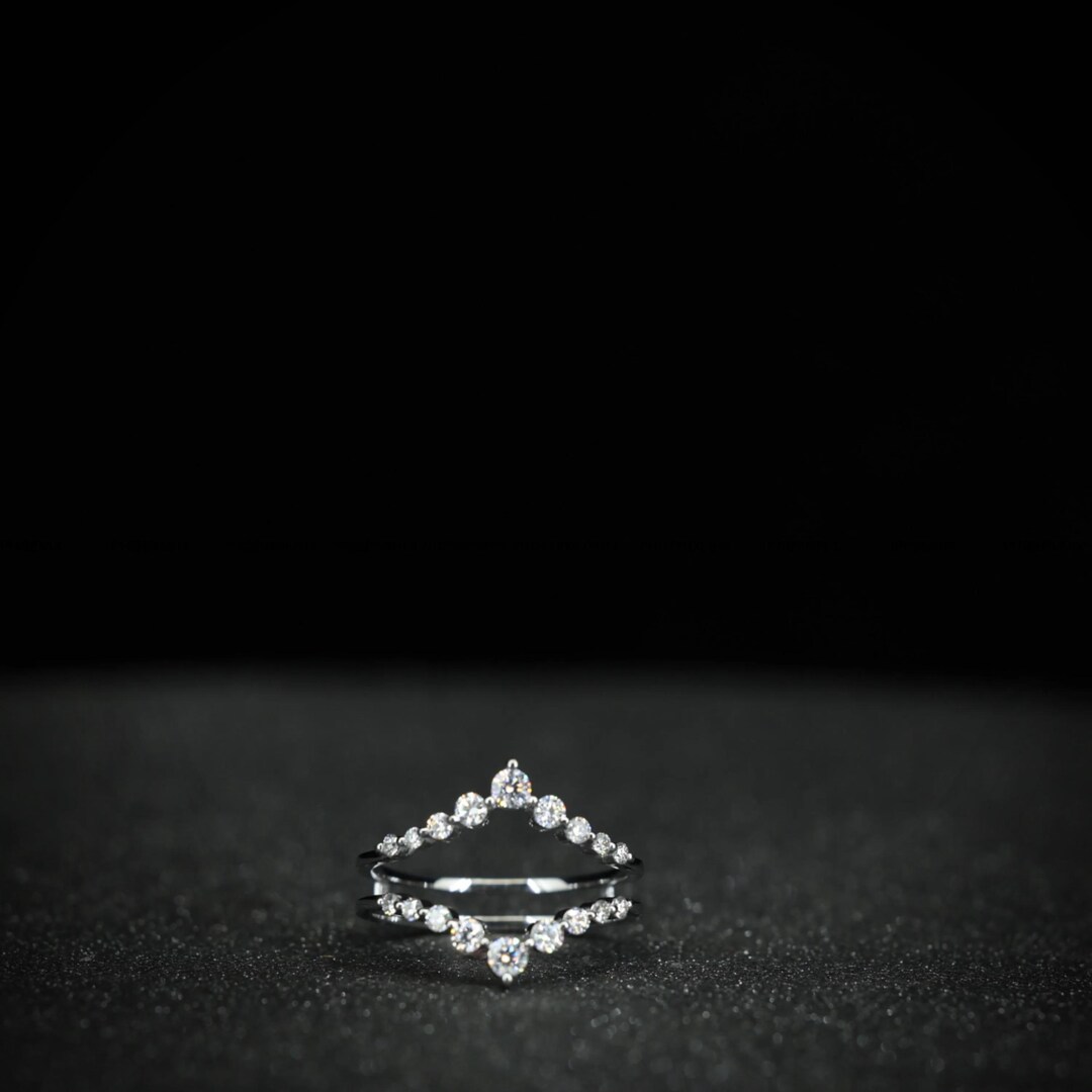 Moissanite Sterling Silver Enhancer Ring | Double Band Wedding Guard - Etsy