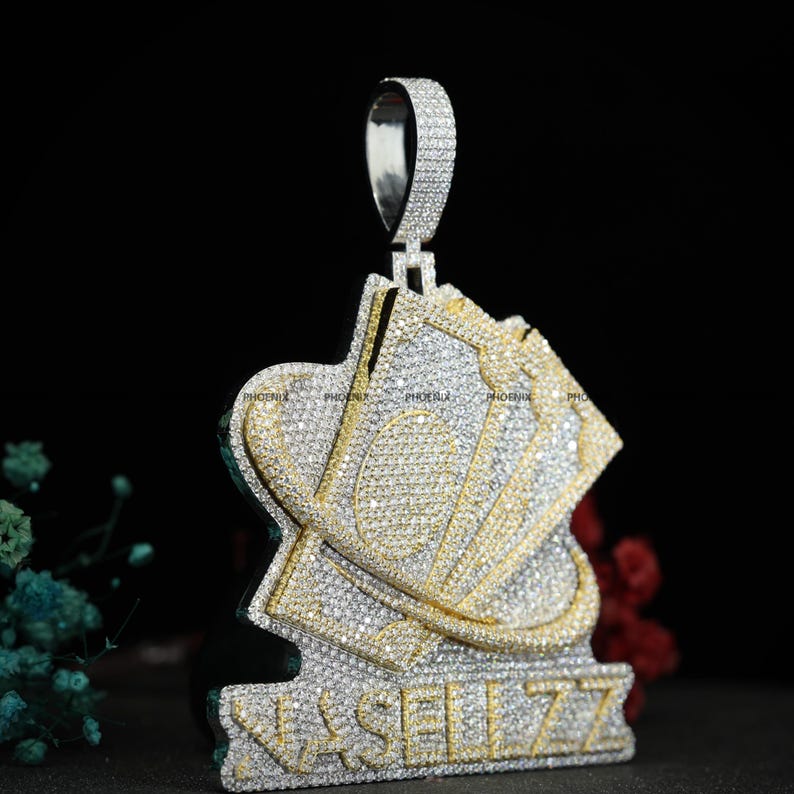 Custom Name Moissanite Money Stack Pendant | 925 Sterling Silver Hip ...