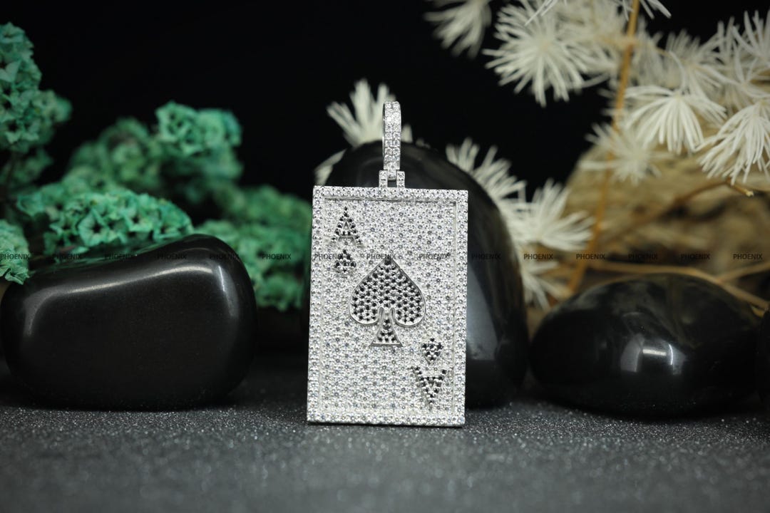 Iced Out Ace of Spades Pendant | Poker Card Necklace | Hip Hop Jewelry ...