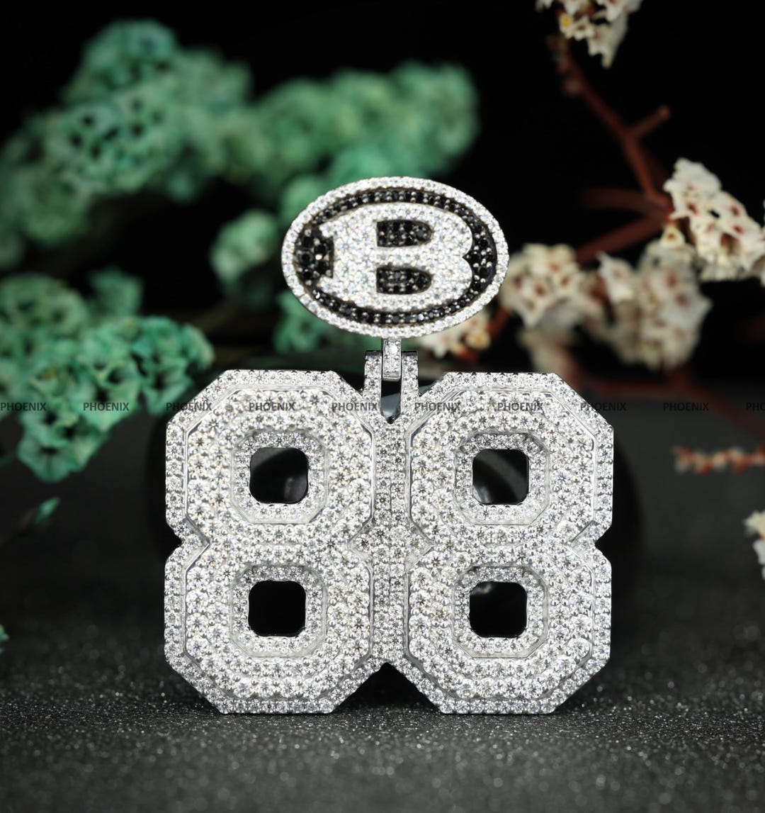 Number Bling Pendant | Lucky Number Necklace | Iced Out Moissanite ...