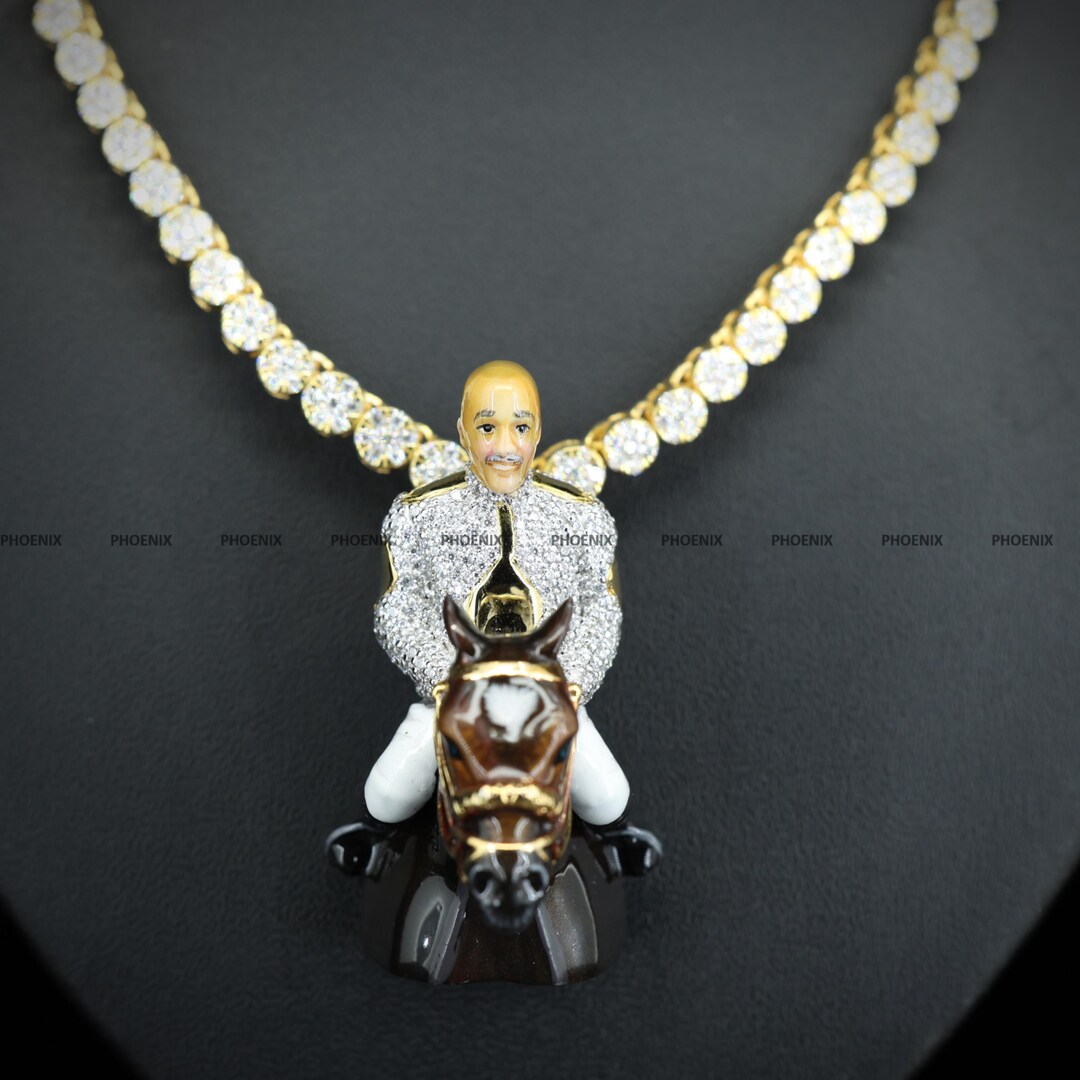 3D Enamel Horse Rider Pendant | Custom Iced Out Moissanite | Hip Hop ...