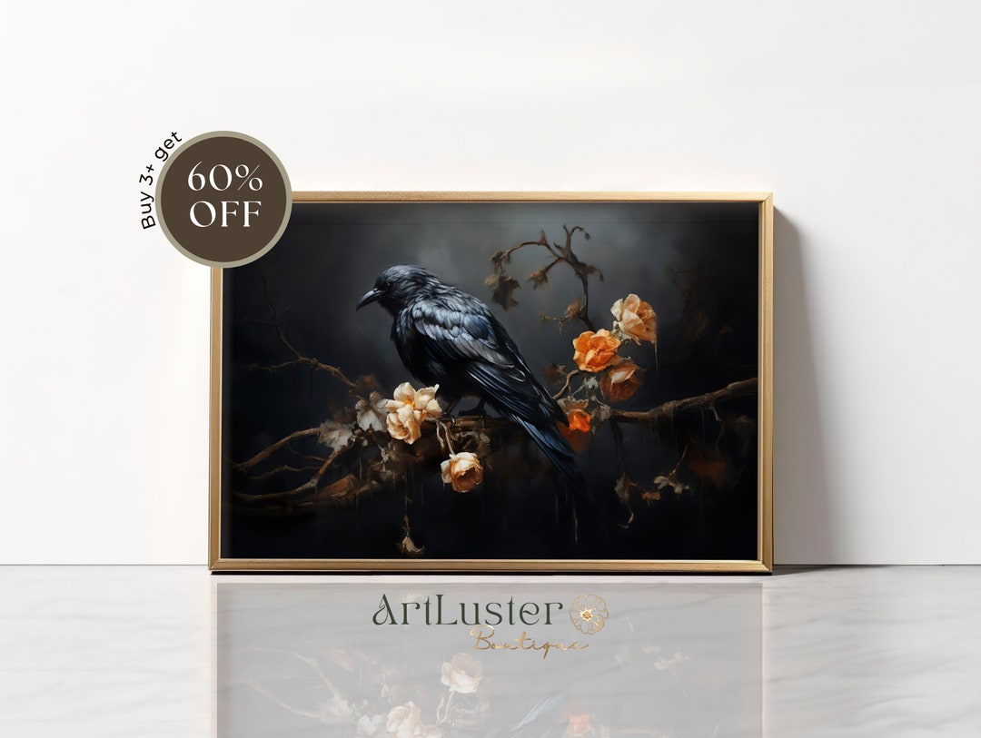 Crowcore Oil Painting PRINTABLE Whimsigoth Decor Dark Academia - Etsy