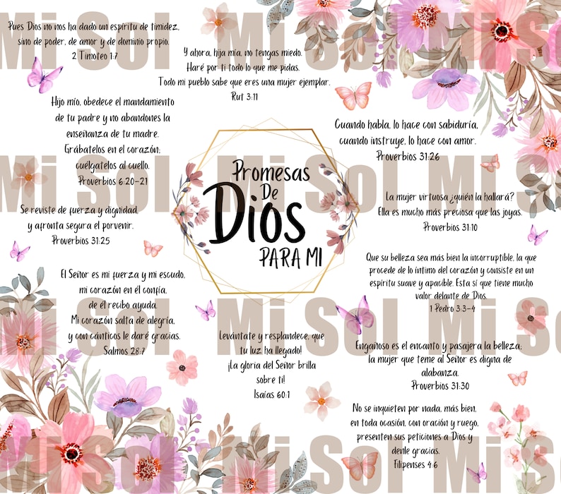 Promesas De Dios Versículos 20oz Digital Tumbler - Etsy