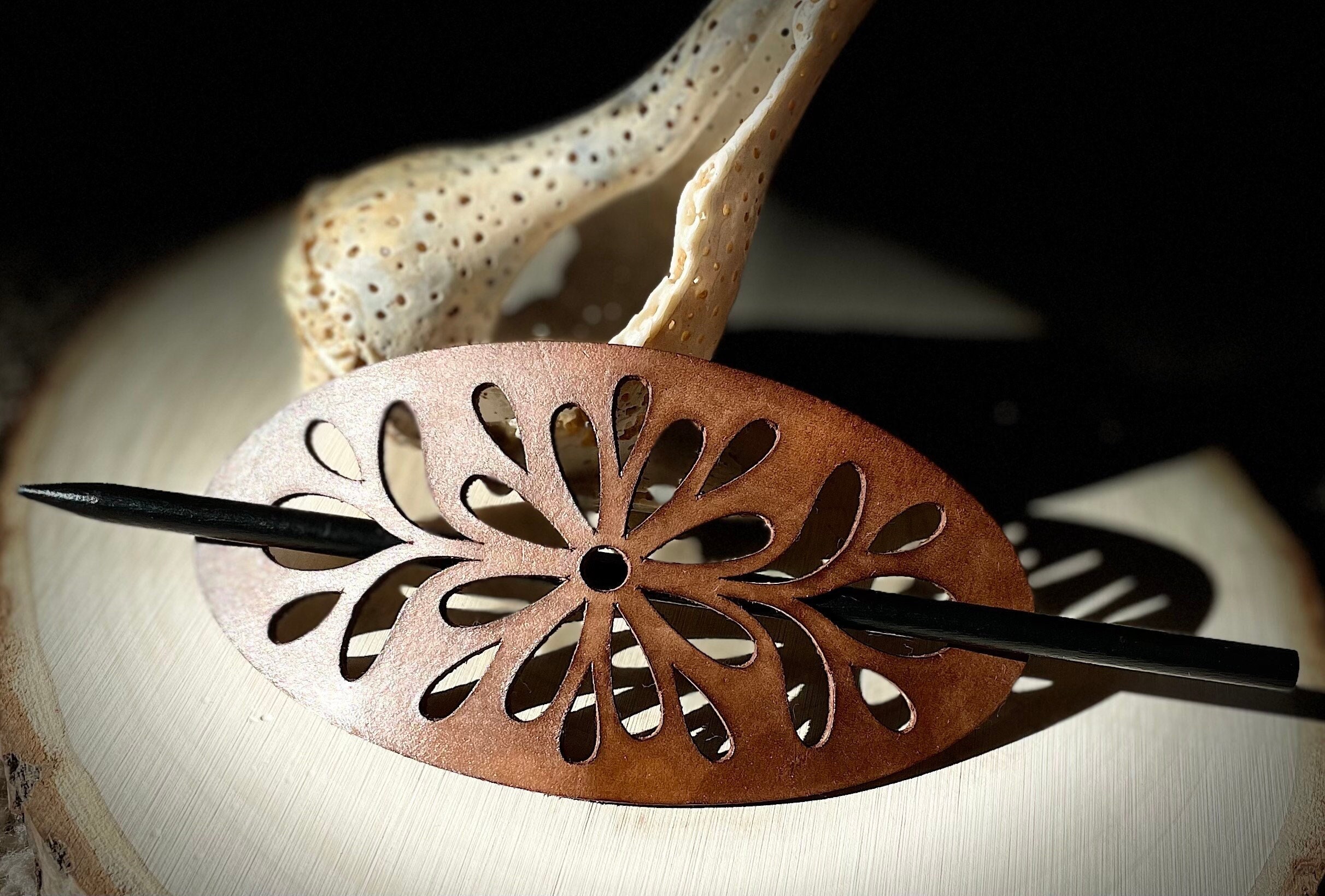 Handmade Leather Hair Stick Barrette - Etsy