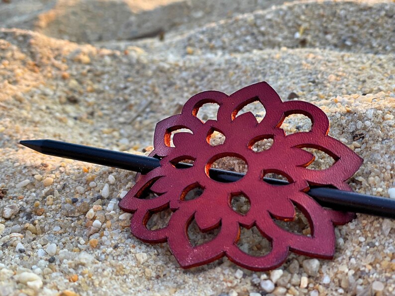 Handmade Round Western Leather Hair Stick Barrette - Etsy