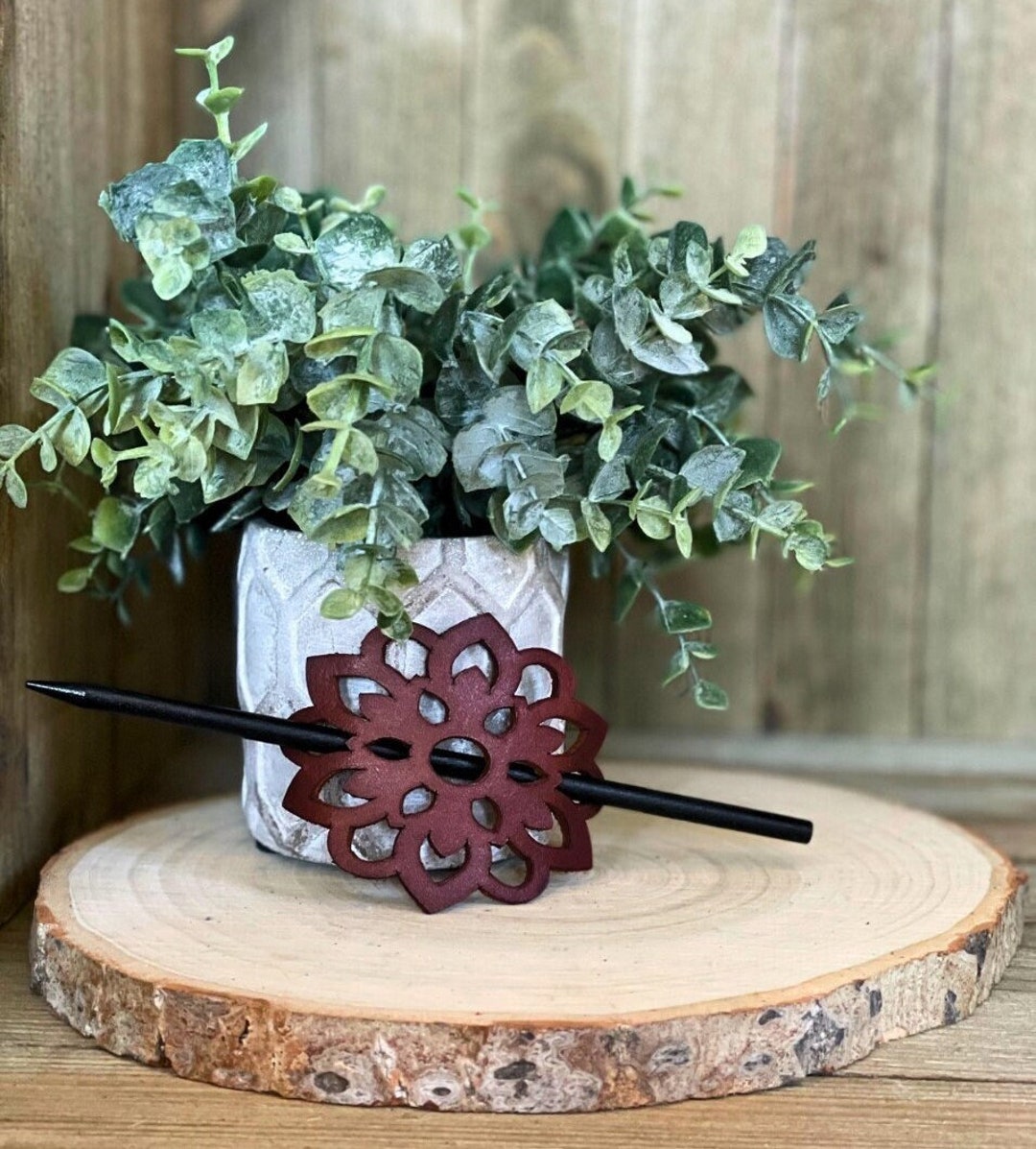 Handmade Round Western Leather Hair Stick Barrette - Etsy