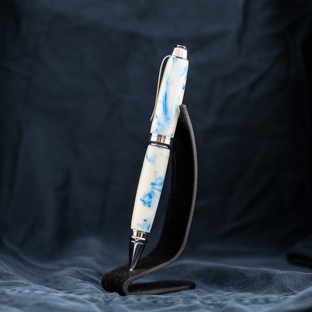 Large White and Blue Resin Twist Ballpoint Pen Cigar Cloud - Etsy