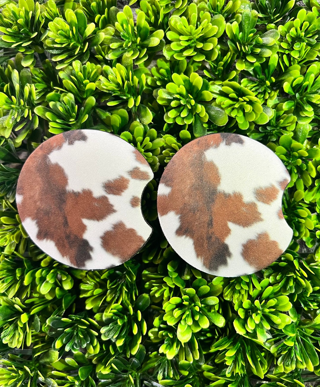 Cow Hide // Car Coasters // Car Charms // Car Accessories // Gifts for ...