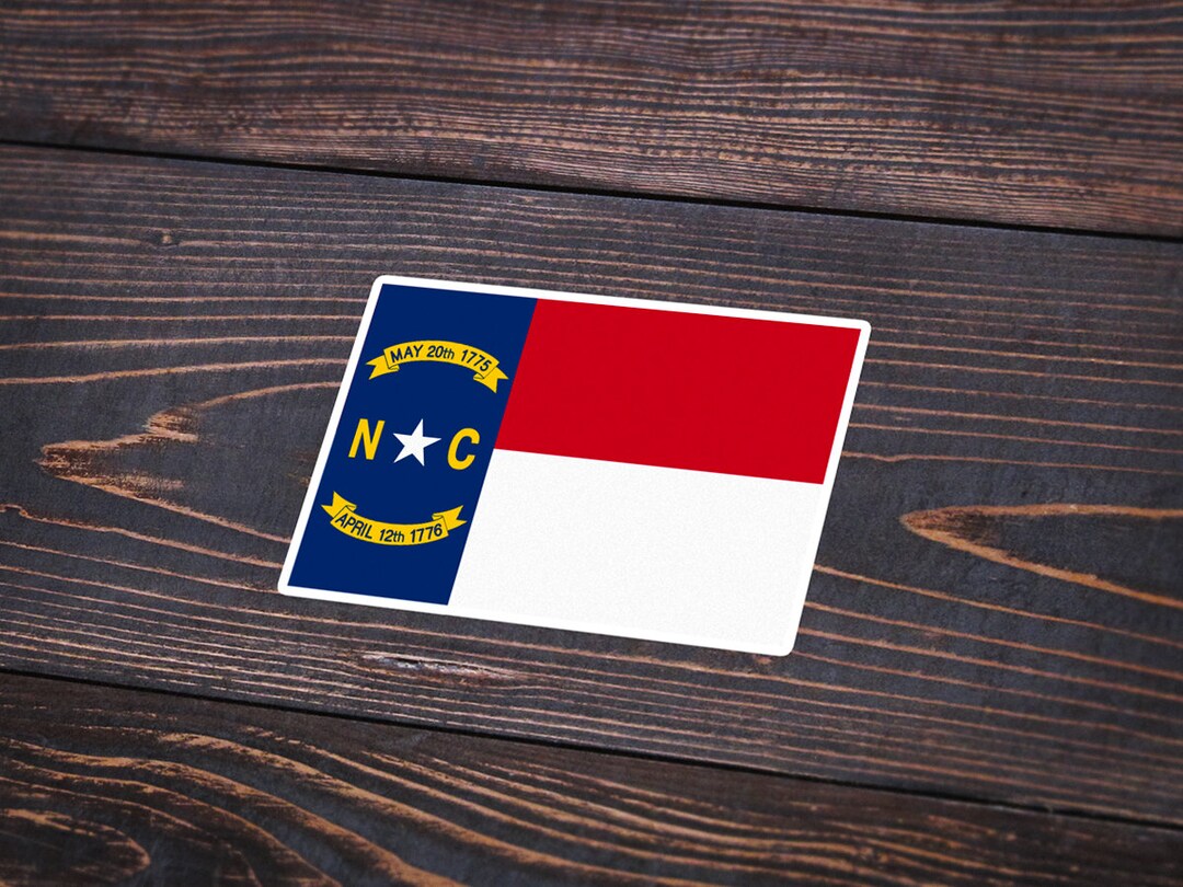 North Carolina State Flag Sticker | Water Bottle Laptop Vinyl Decal ...