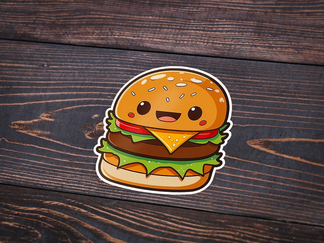 Cute Hamburger Sticker Kawaii Decal Laptop Vinyl Sticker - Etsy