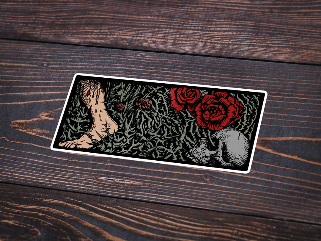 Gothic Roses Sticker Thorn Roses Decal Water Bottle Sticker Skull Decal ...
