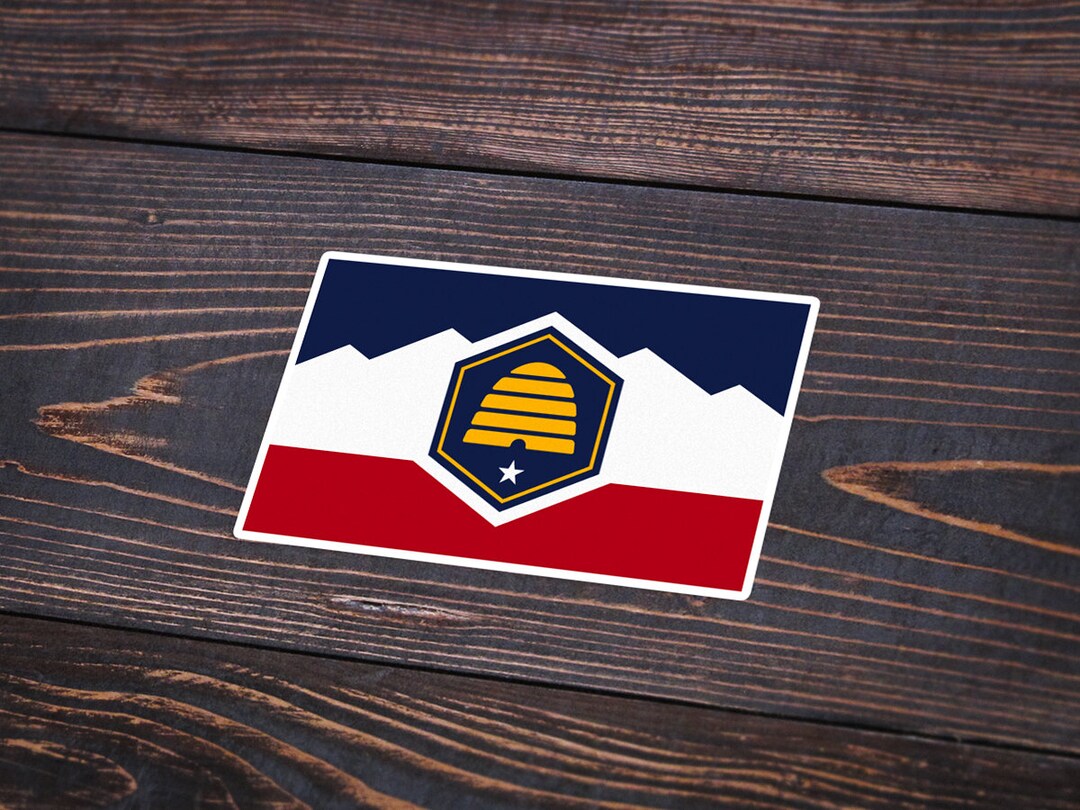 Utah Beehive State Flag Sticker Water Bottle Sticker - Etsy