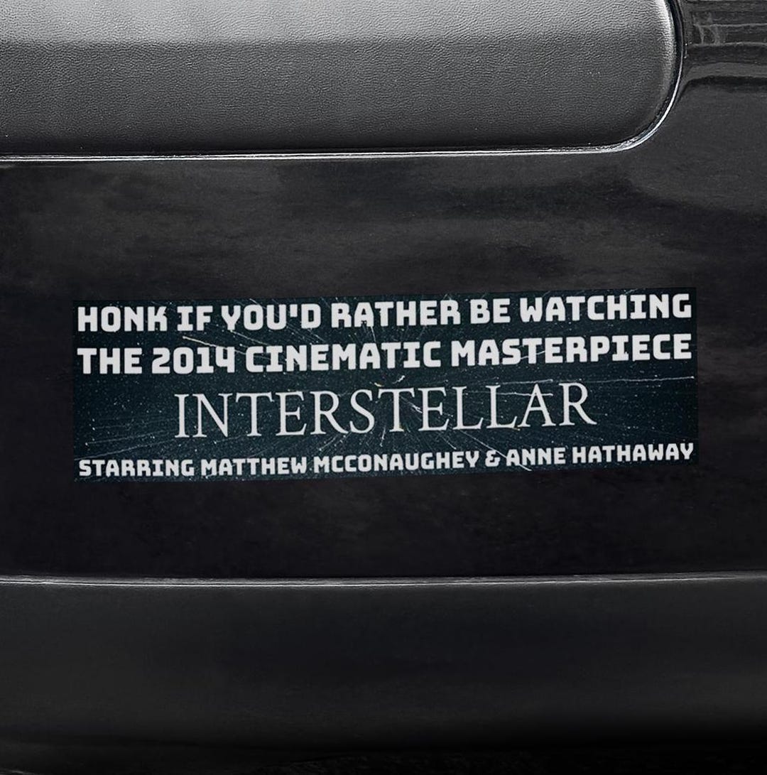 Interstellar Bumper Sticker | Sci-fi Movie Car Decal | Matthew ...