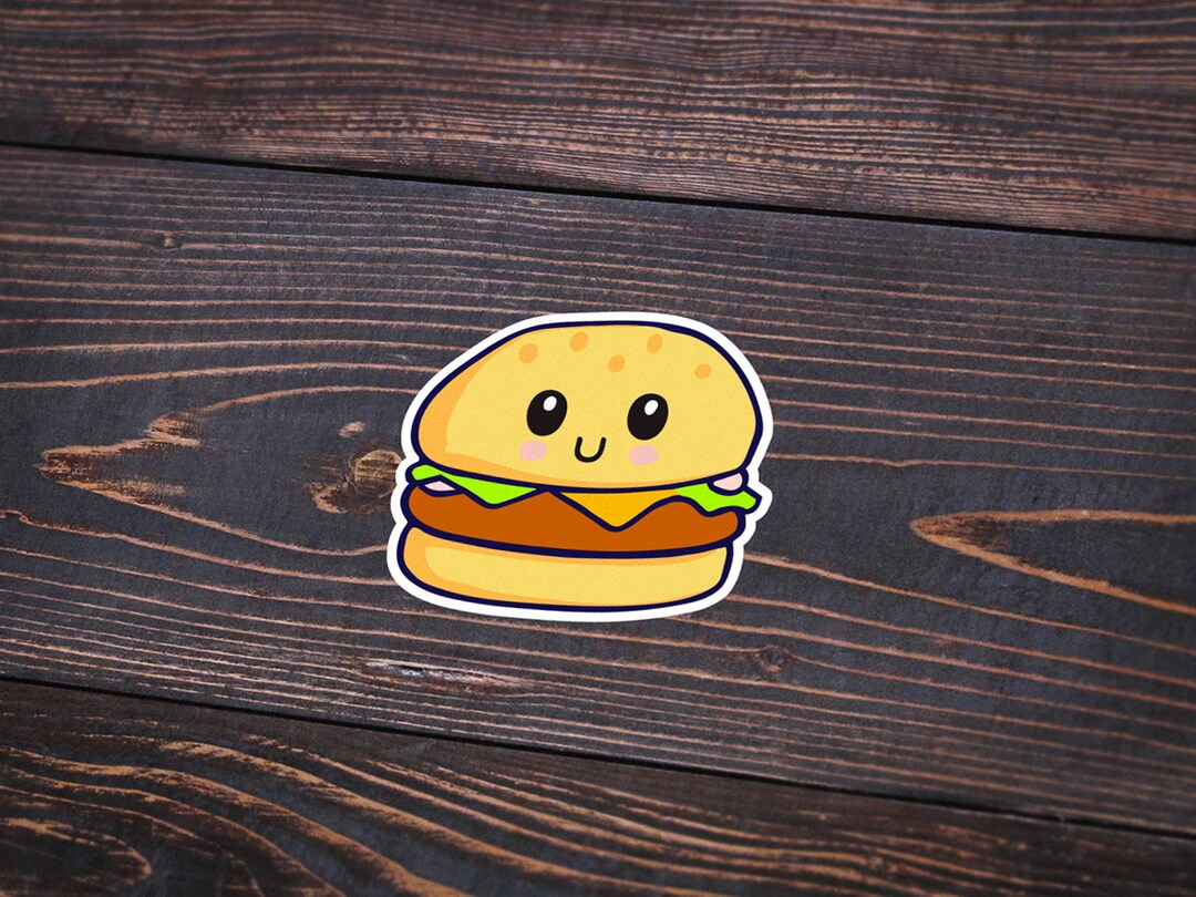 Hamburger Sticker | Cute Kawaii Decal | Laptop Vinyl Sticker | Water ...