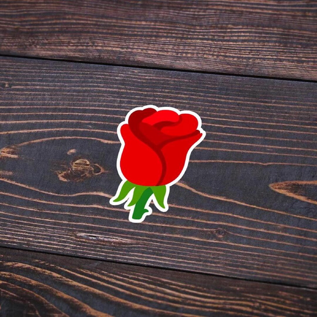Red Rose Sticker - Flower Vinyl Decal - Floral Botanical Emoji Decor ...