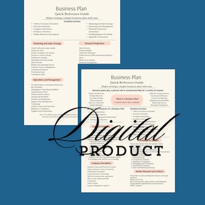 Simple Business Plan Quick Reference Guide 2 Sizes - Etsy