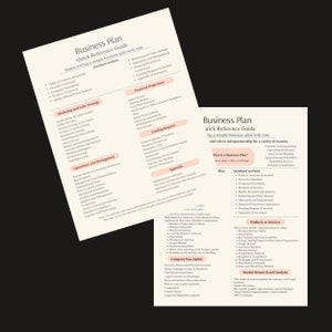 Simple Business Plan Quick Reference Guide 2 Sizes - Etsy