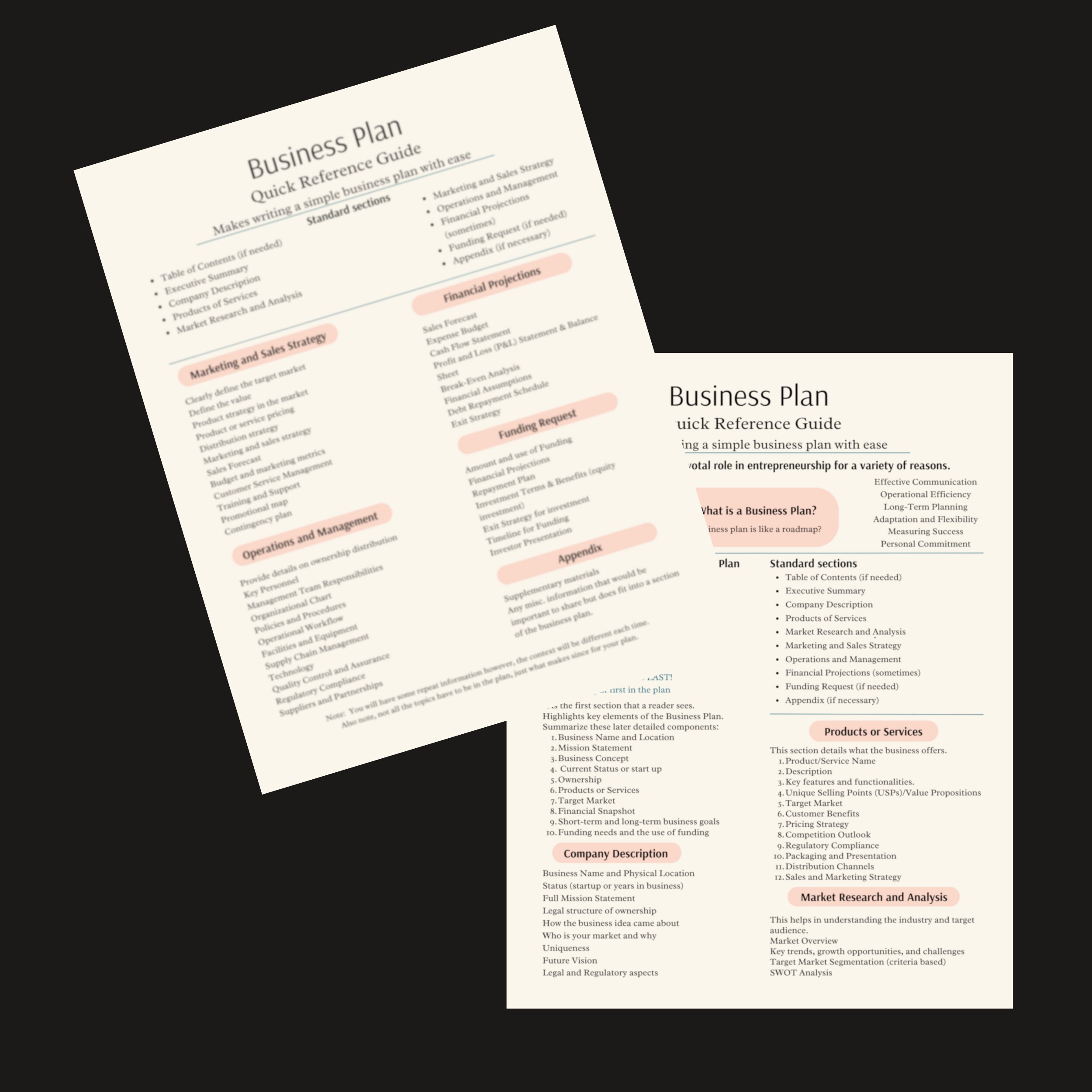 Simple Business Plan Quick Reference Guide 2 Sizes - Etsy