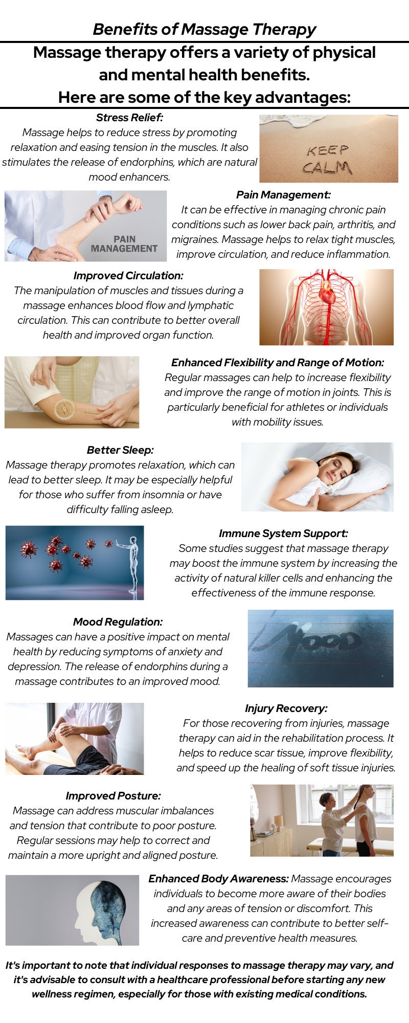 Benefits of Massage Therapy Client Handout Infographic Brochure - Etsy