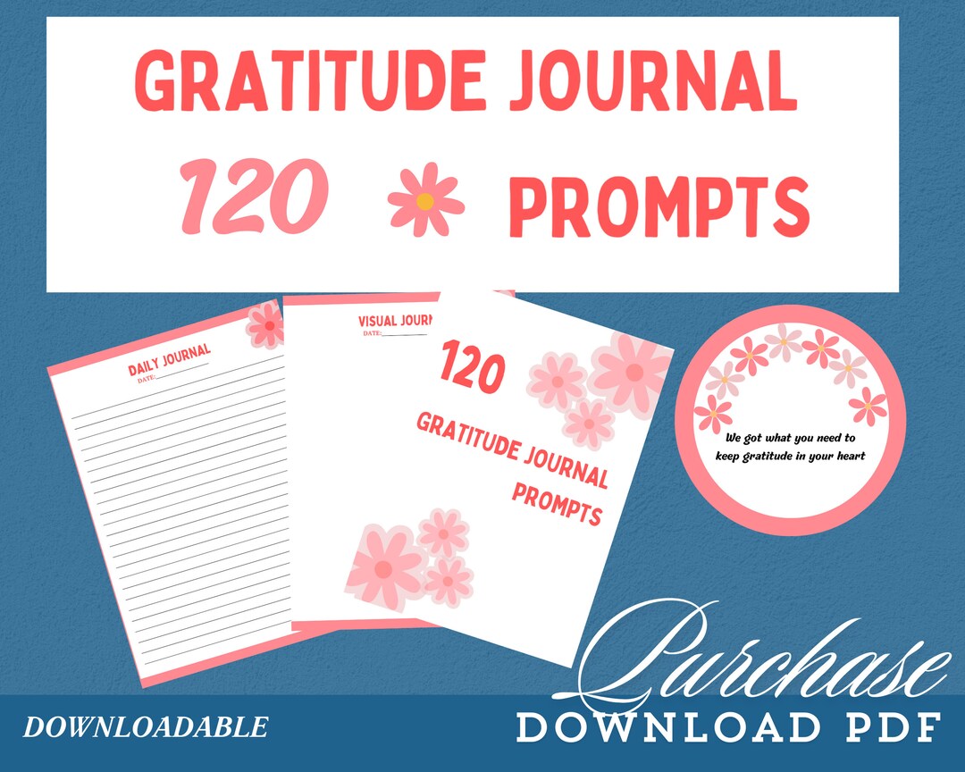 120 Gratitude Journal Prompts With Journal Pages and Writing Pages - Etsy
