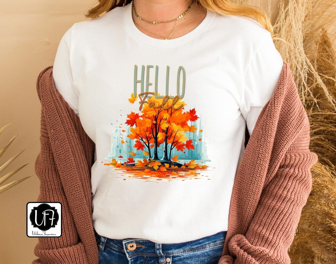 Unique Hello Fall T-shirt Autumn Leaves Shirt Fall Season Tshirt Fall ...