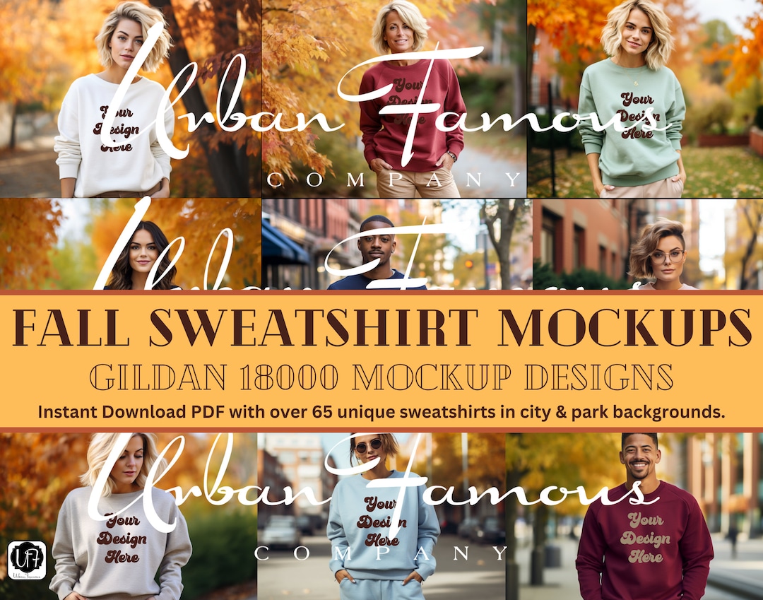 Gildan 18000 Sweatshirt Mockups 65 PNG Instant Download Autumn ...