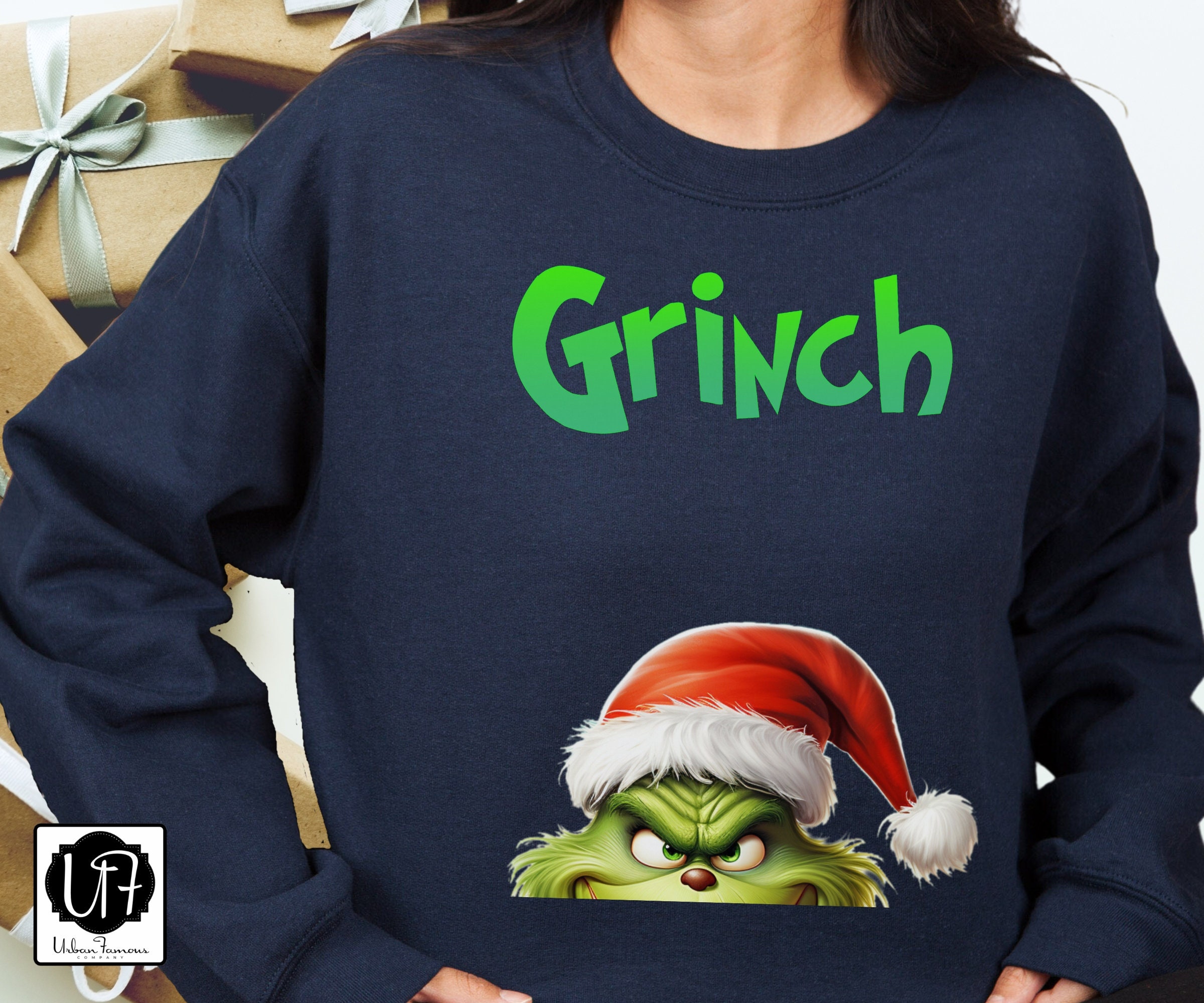 Grinch Christmas Sweatshirt the Grinch Name Family Holiday Christmas ...