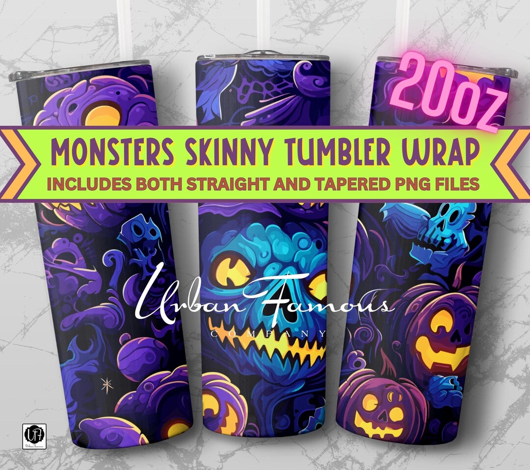 Monsters Halloween Tumbler PNG Wrap 20oz Skinny Straight or Tapered ...
