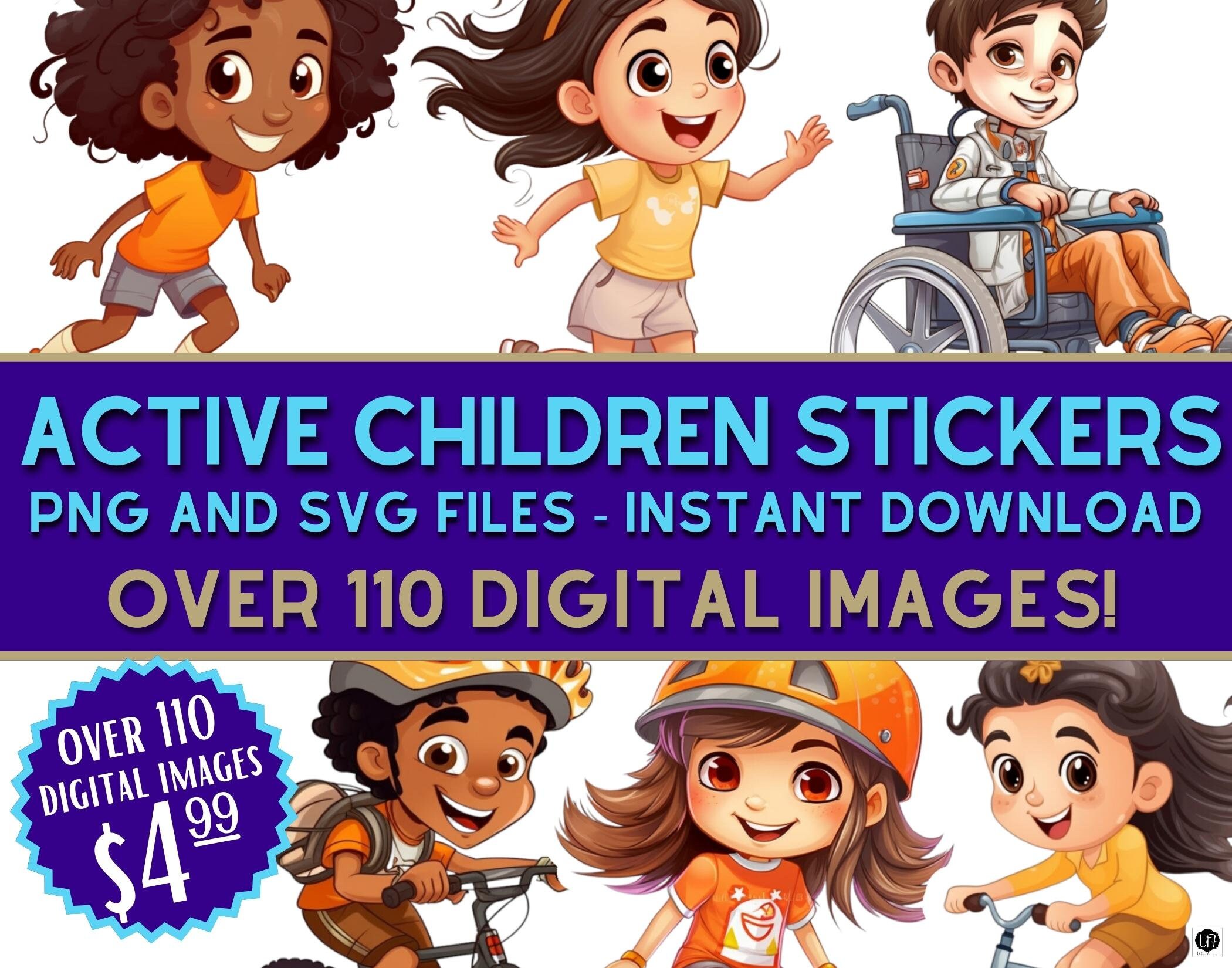 Active Children Digital Stickers Cool Teachers Stickers Children ...