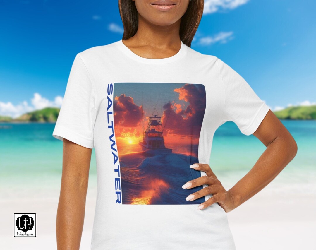 Saltwater Fishing Boat Shirt - Sport Offshore Tshirt - Caribbean Ocean ...