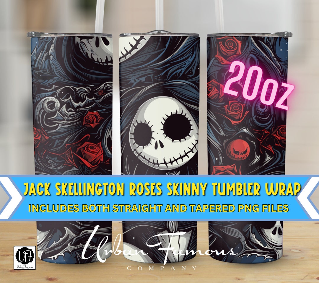 Jack Skellington Roses Tumbler PNG Wrap 20oz Skinny Straight or Tapered ...