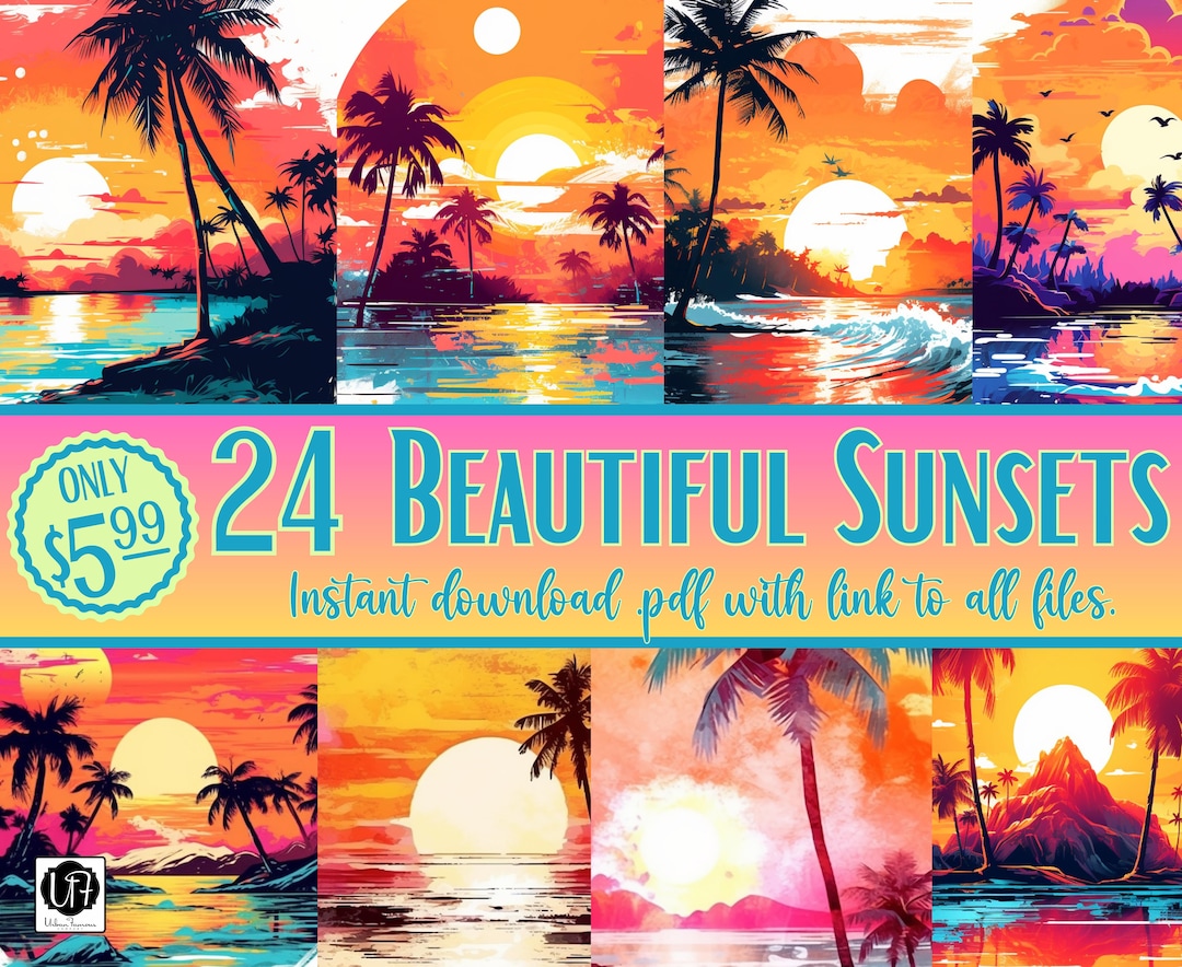 Beautiful Tropical Sunsets PNG Instant Download Files for Sublimation ...