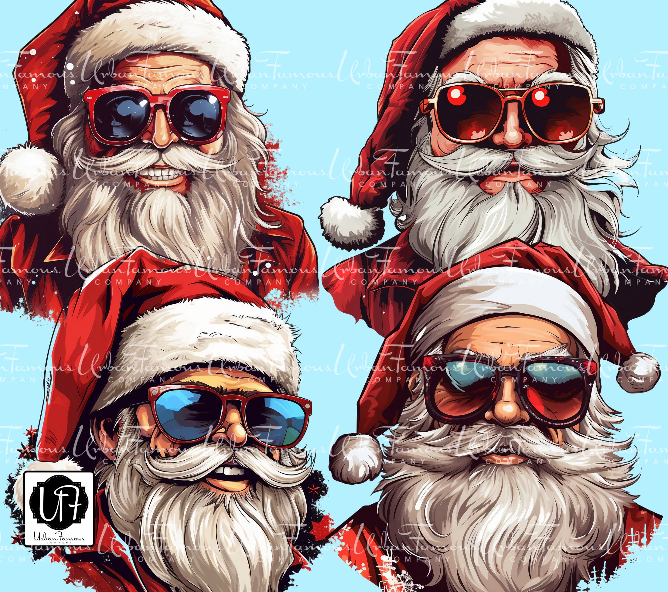 Santa Christmas Portraits PNG SVG Instant Downloads for Digital ...