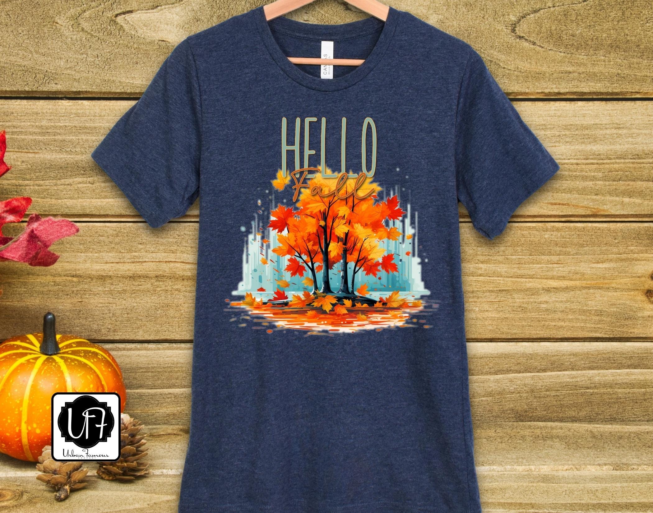 Unique Hello Fall T-shirt Autumn Leaves Shirt Fall Season - Etsy