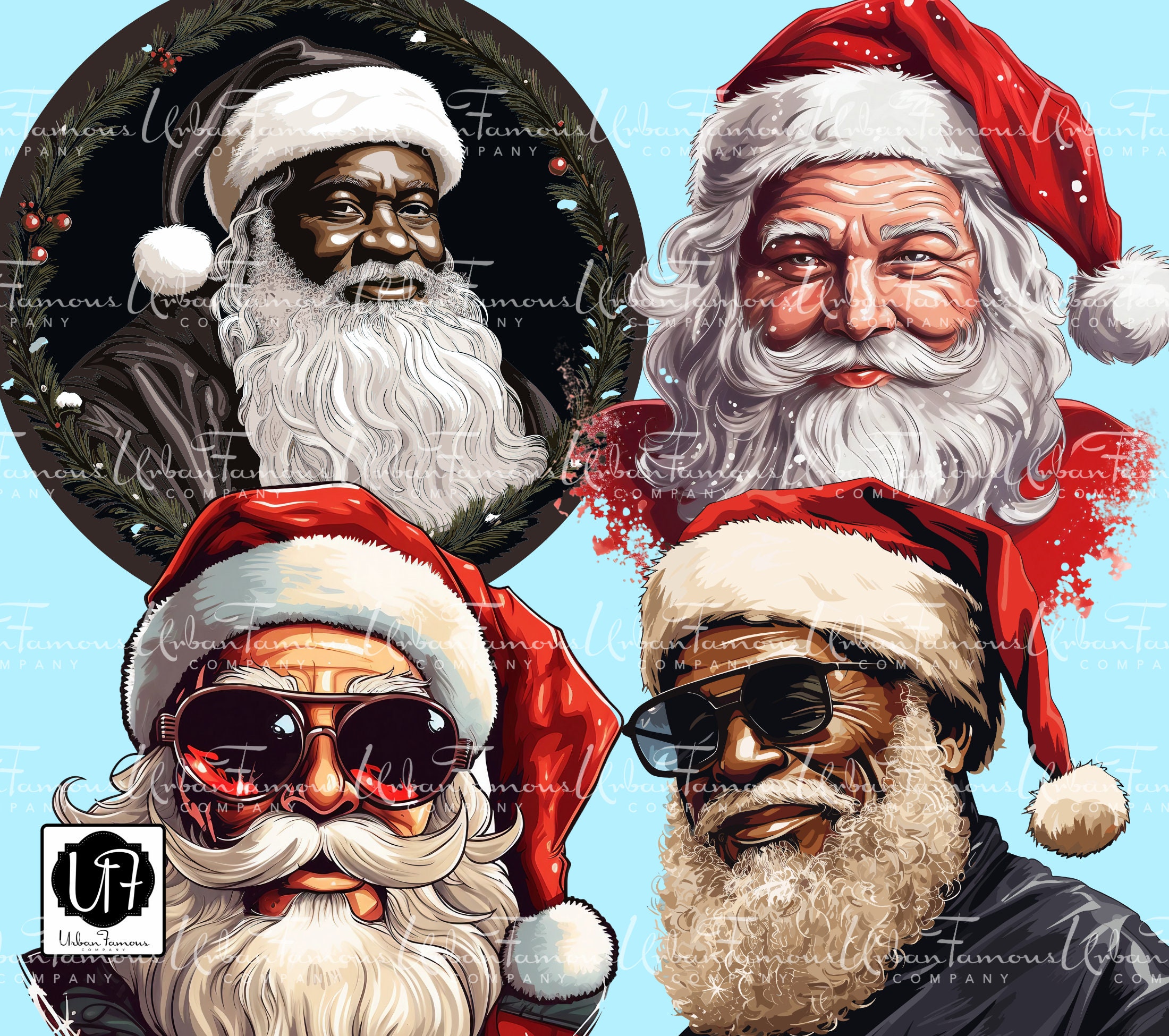 Santa Christmas Portraits PNG SVG Instant Downloads for Digital ...