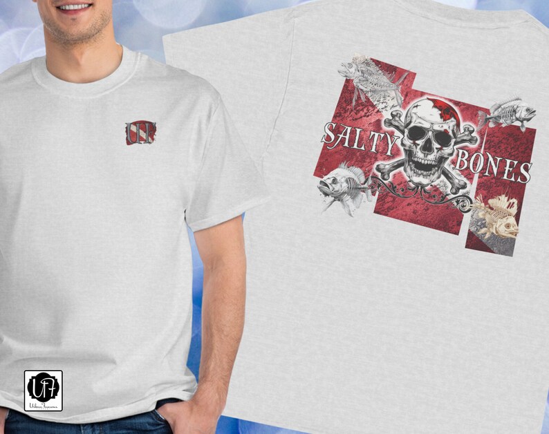Salty Bones Dive Shirt Underwater Skull and Fish Bones Tshirt Deep Sea ...