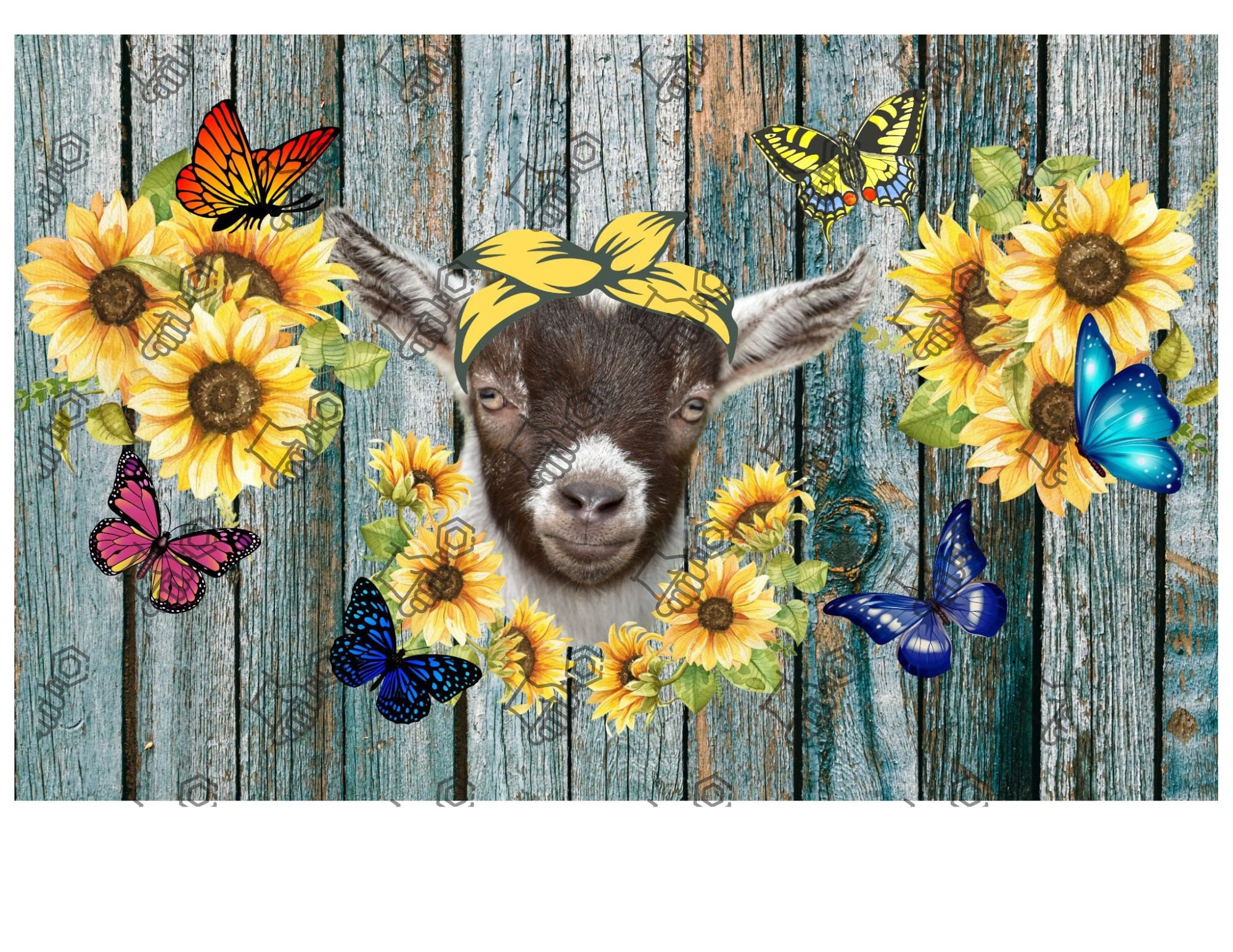 DIGITAL DOWNLOAD PNG Goat With Sunflowers Png for License Plate and ...