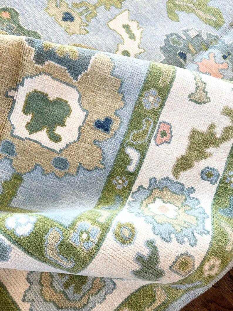 10X14 Blue, Beige, Green Oushak Rug Muted Multi Size 8x10/9x12/10x14 ...