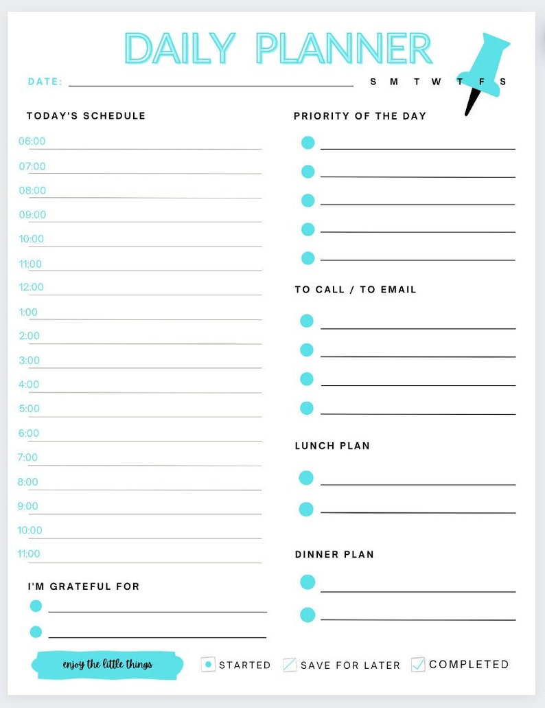 Daily Planner Form Download - Etsy Daily Planner Form Download - Etsy