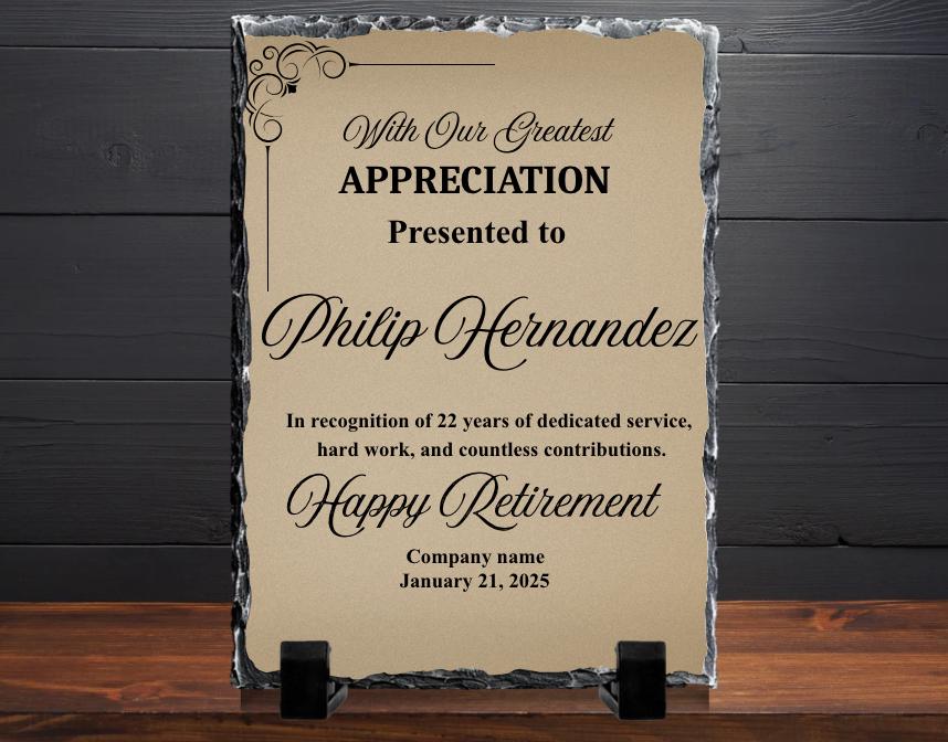Stone Slate Frame | Award Recognition | Retirement Award Gift - Etsy