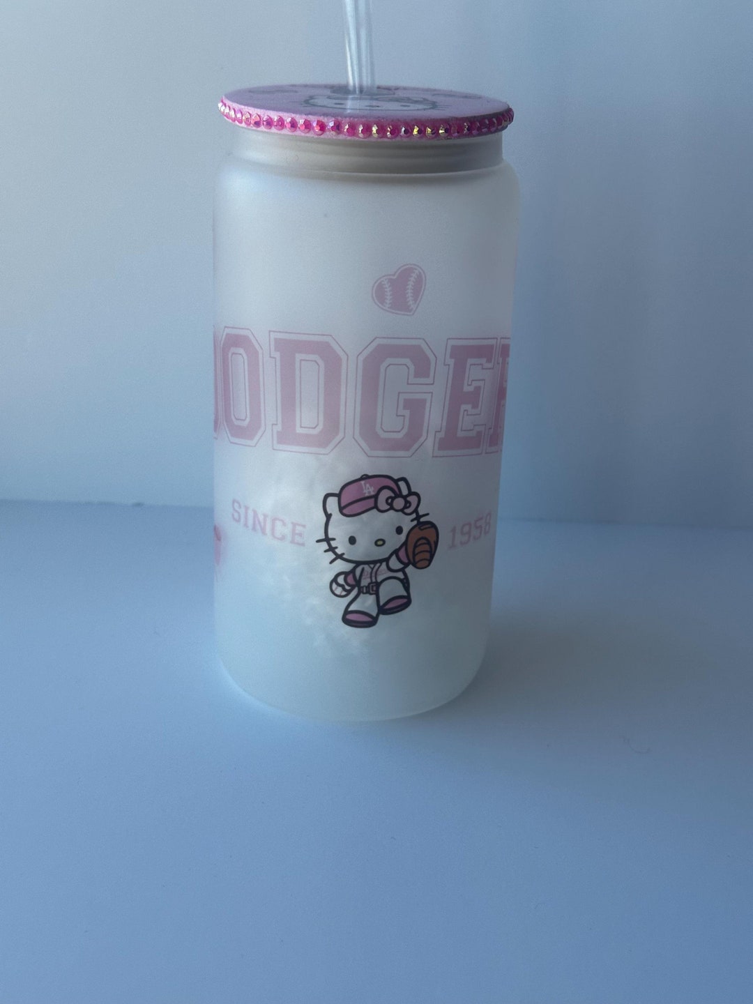 Hello Kitty Libbey Glass Cup, 16oz, With Glitter Wooden Lid, - Etsy