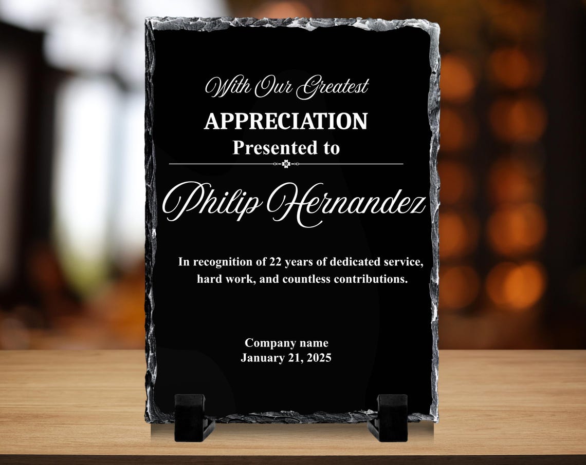 Stone Slate Frame | Award Recognition | Retirement Award Gift - Etsy