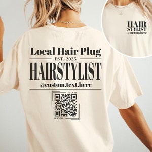 Custom Hair Stylist Shirt, QR Code Hairstylist Business Gift ...