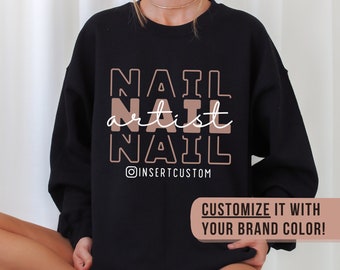 Custom Nail Tech Sweatshirt, Personalized Nail Artist Sweater, Custom ...