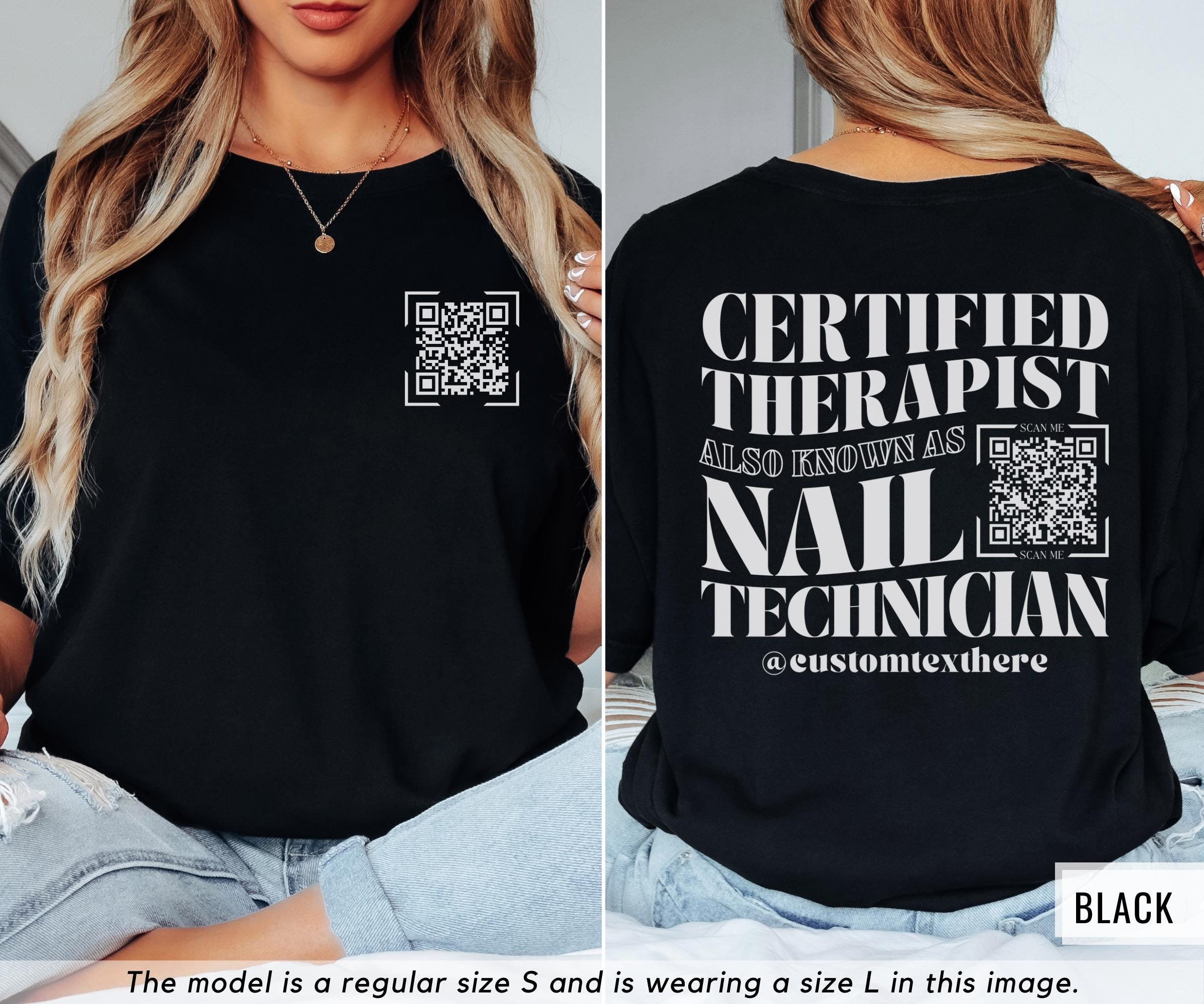 Custom Nail Tech Shirt, QR Code Nail Tech Business Shirt, Instagram ...