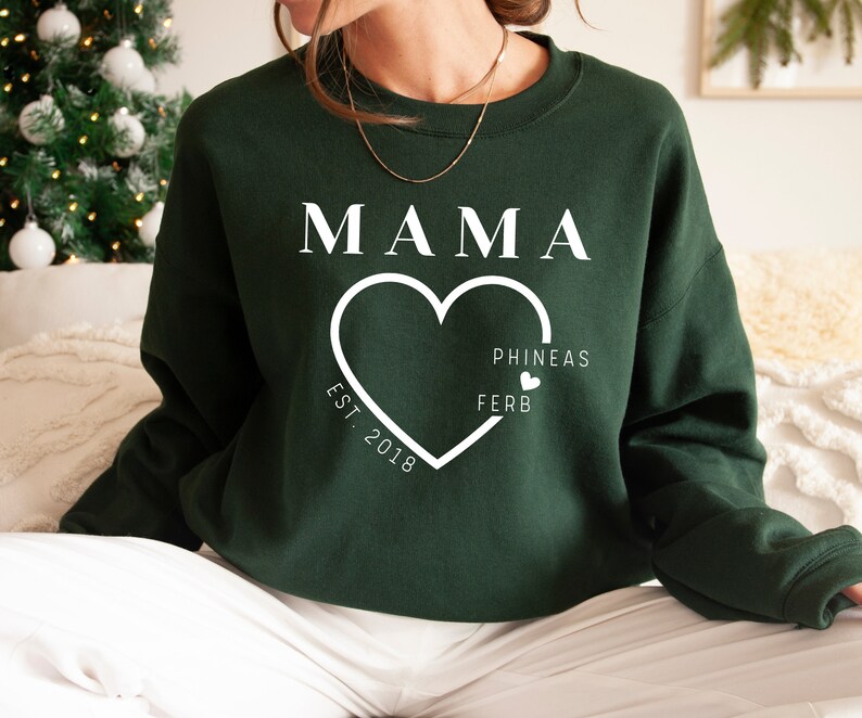 Custom Mom Sweater With Kids Names Mama Personalized Year - Etsy