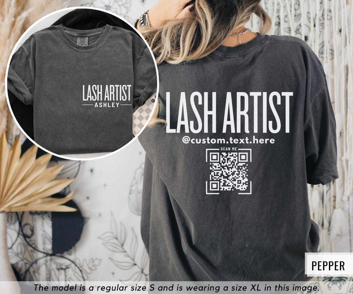 Custom Lash Tech Shirt, QR Code Lash Business Shirt, Instagram Lash ...