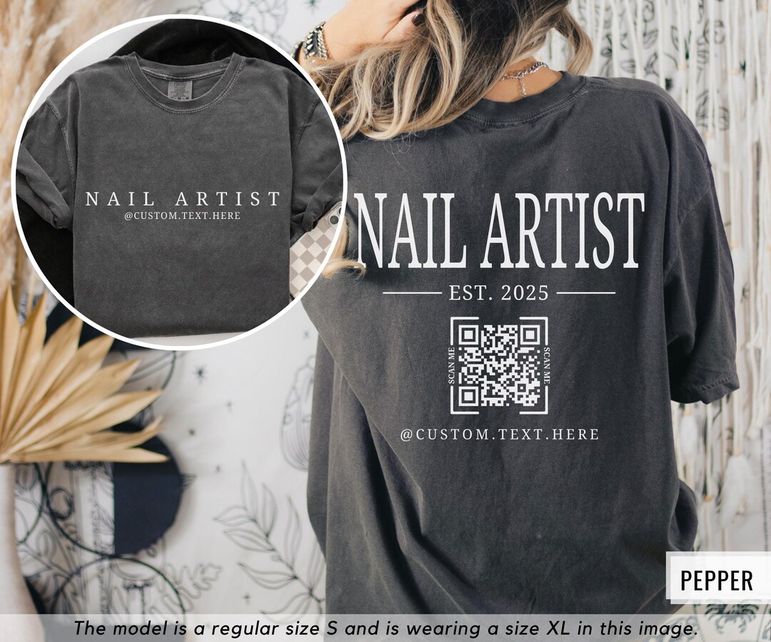 Custom Nail Tech Shirt, QR Code Nail Tech Business Shirt, Instagram ...