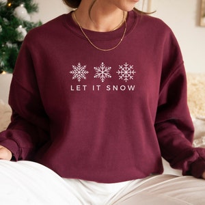 Let It Snow Sweater, Minimal Winter Sweatshirt, Snowflake Sweater, Cozy ...